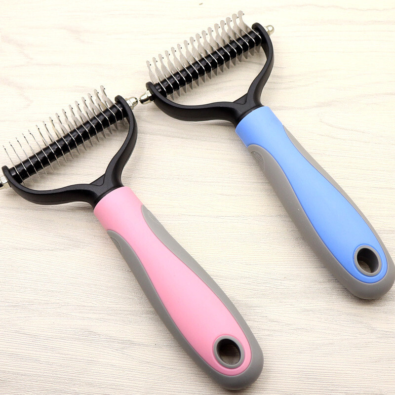 Pet Long-Haired Dog Knot Comb – Double-Sided Blade Dematting Tool for ...