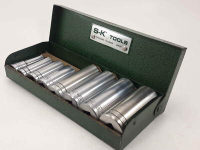S-K 8pc 3/8" Dr Deep Well SAE Socket Set in S-K Tools Metal Box - NICE ...