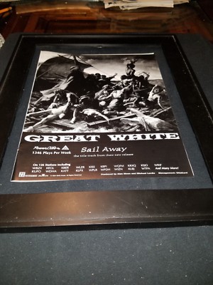 Great White Sail Away Rare Original Radio Promo Poster Ad Framed! | eBay