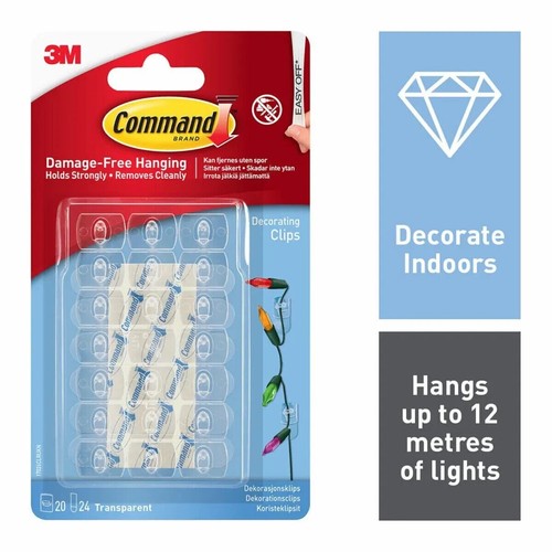 3M Command 20 Pack Mini Clear hooks | eBay UK