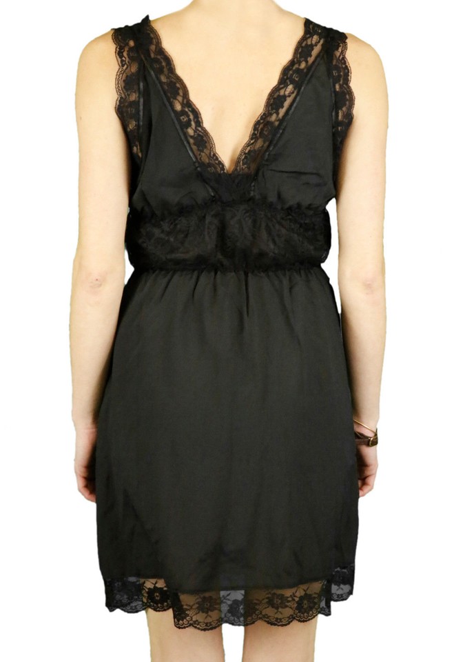 ANAMA NIGHT Women's Black Lacey Panel V-Cut Dress W11-275 | eBay