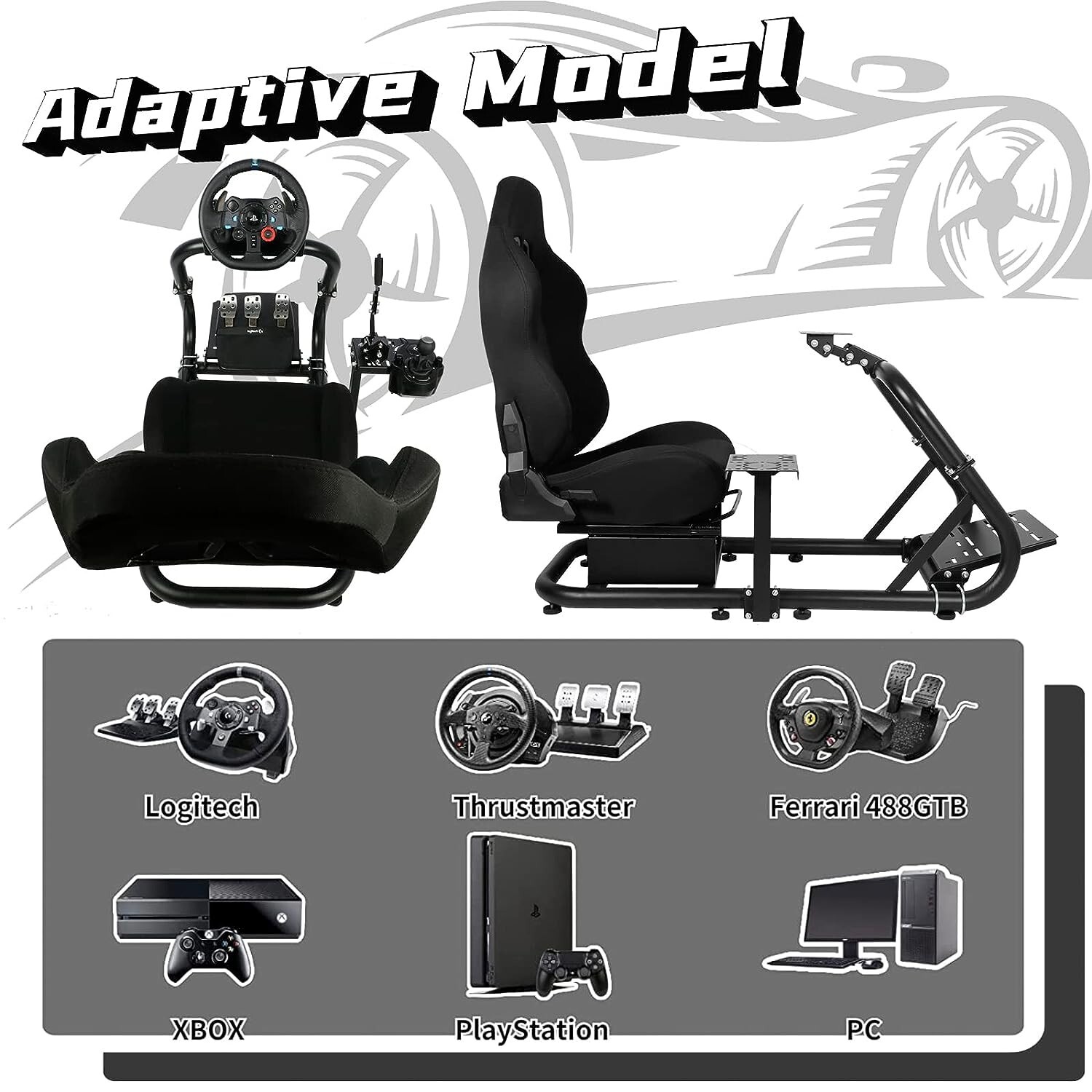 Hottoby Racing Simulator Cockpit with Black Seat Fits Logitech G29 ...