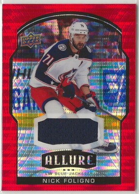 2020-21 Upper Deck Allure Jerseys Red Rainbow #51 Nick Foligno Columbus ...