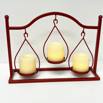 Candle Impressions 7.5” Hanging Metal Mini Candle Mobile DARK RED ...
