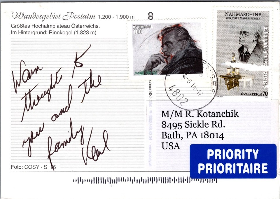 Wandergebiet Postalm Austrian Alpine Postcard 4x6 Stamped | eBay