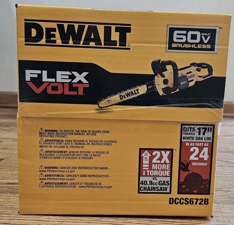 Dewalt FLEXVOLT 60V MAX 18" in. Brushless Battery Chainsaw (Tool Only ...