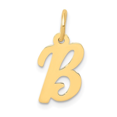 Real 10kt Yellow Gold Small Script Initial B Charm | eBay