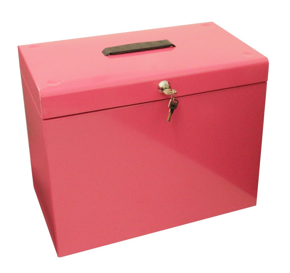 Lockable A4 Metal File Box Filing Storage inc / extra 5 Free Suspension ...