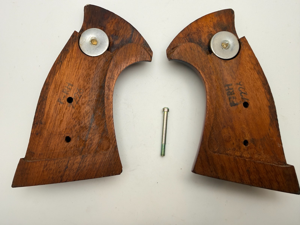 Factory S&W Smith & Wesson Checkered Wood N Frame Revolver Grips Square ...