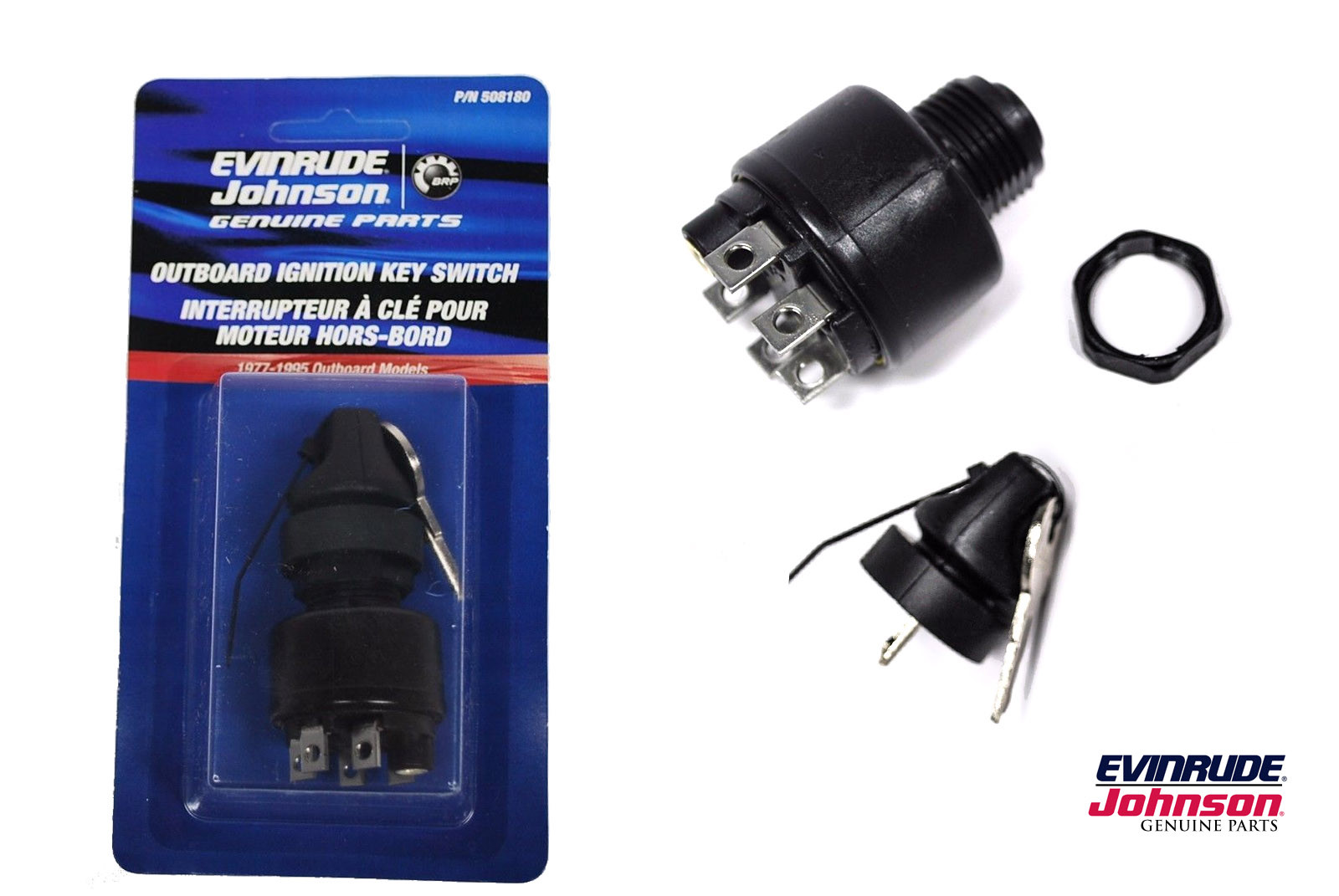 1977-1995 Johnson Evinrude Key Switch 508180 Push to Choke BRP/OMC OEM ...