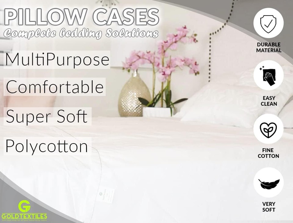 Polycotton Bulk Pillow cases T200 Multipurpose Ideal for Home & Hotels ...
