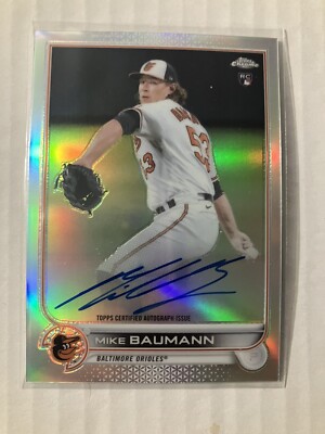 2022 Topps Chrome MLB Mike Baumann RA-MB RC AUTO Refractor /499 Bal ...