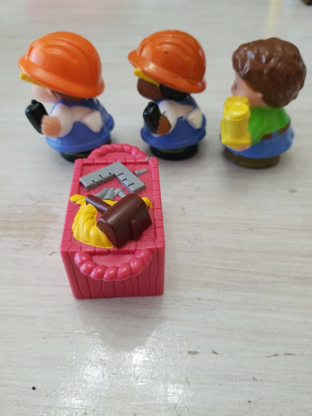 Mattel Little People Construction Workers With Hats Toy Lot of 4 2002 ...