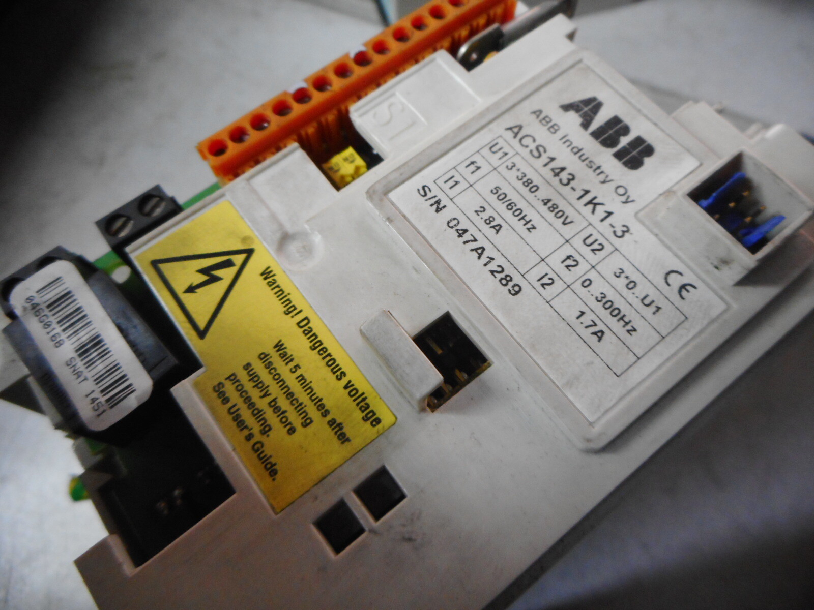 ABB Variable Frequency Drive VFD -- 0.55kW 380..480VAC Supply -- ACS143 ...