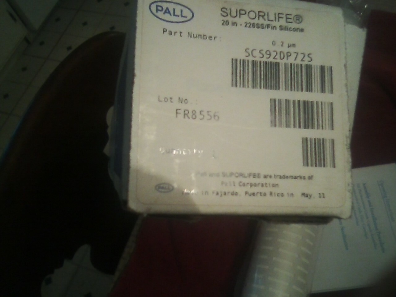 *NEW BOX* .. PALL CORPORATION SUPORLIFE (SCS92DP72S) 20" 0.2um FILTER ...