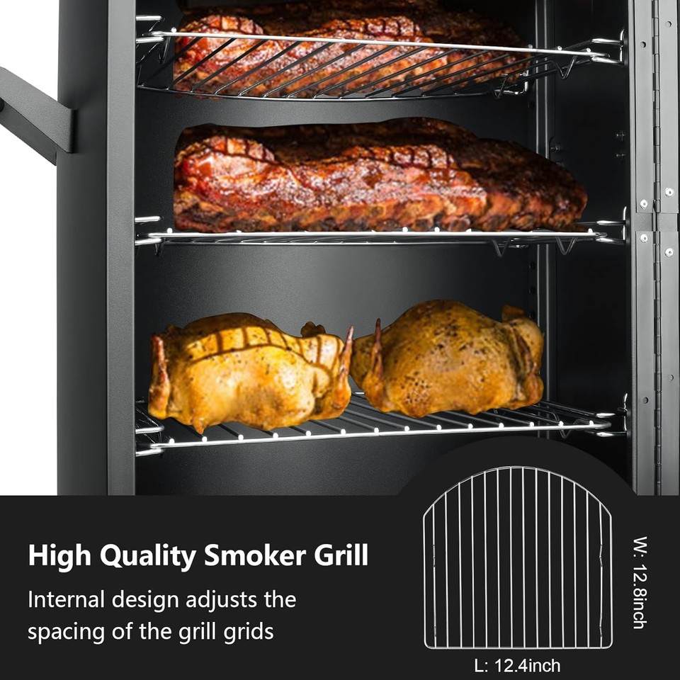 Propane Smoker with Cover,Vertical Meat Gas Smoker Grill with 3 Smoking ...
