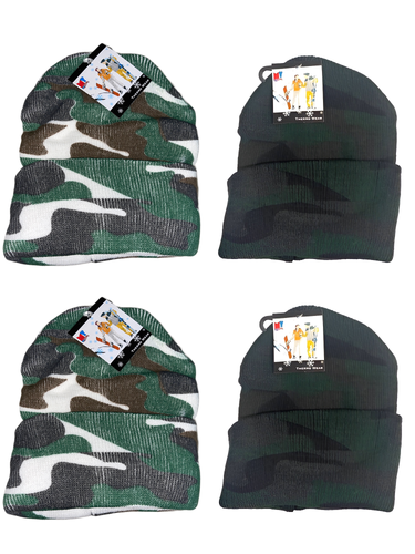 4-PK Army Camo Print Knit Hat Military Beanie Winter Cap Warm+Comfy Lt ...