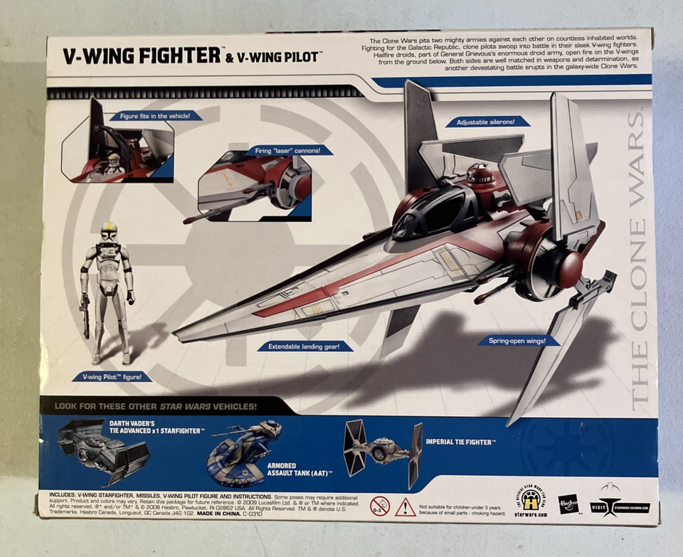 BRAND NEW Star Wars The Clone Wars V-Wing Fighter And V-Wing Pilot ...