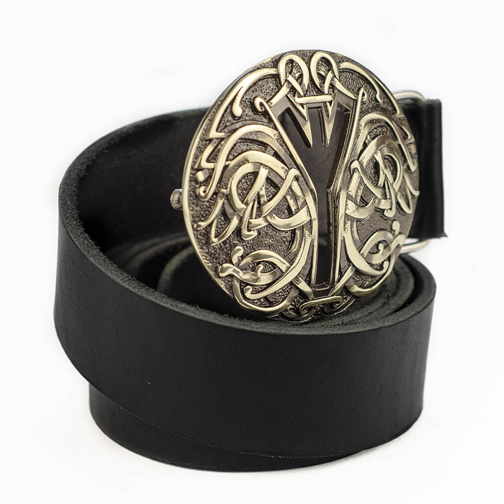 Runic german silver belt buckle Algiz, Life Rune Celtic Old Norse ...