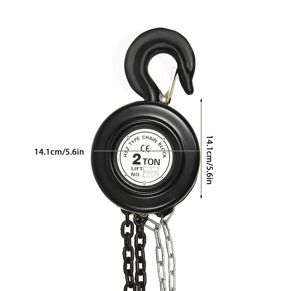 2 Ton Capacity 10 Ft Manual Hand Chain Block Hoist w/ 2 Hooks Lift Tool ...
