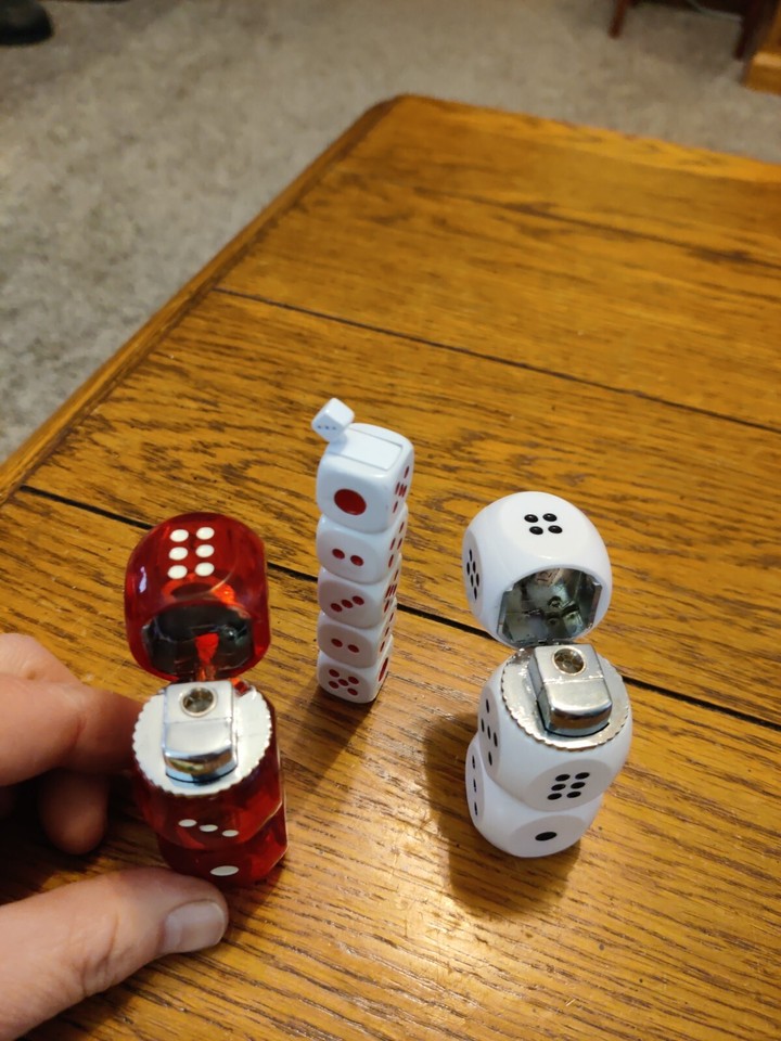 Vintage Butane Stacked Dice Cigarette Lighter 3 Red Die Flip Top | eBay