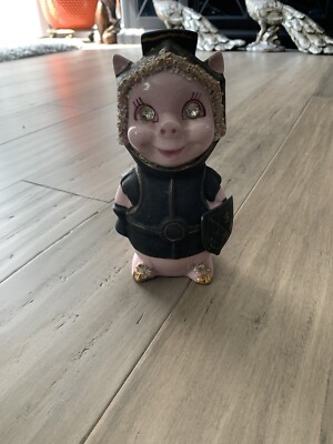 Vintage Ceramic Pink Pig Knight Piggy Bank With Jeweled Eyes | eBay