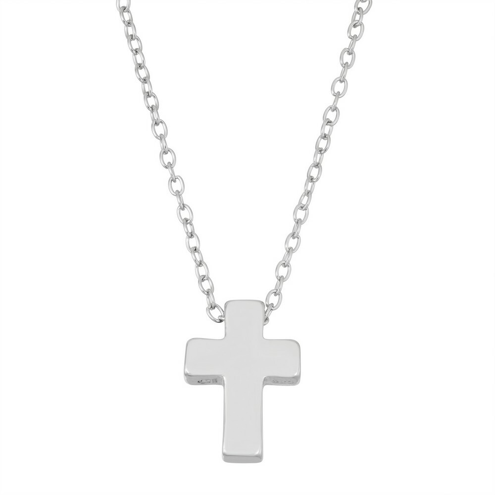 Sterling Silver Small Shiny Cross Necklace | eBay