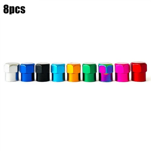 8PCS Stylish Aluminum Metal Car Tire Wheel Valve Stem Cap Tyre Air Dust ...