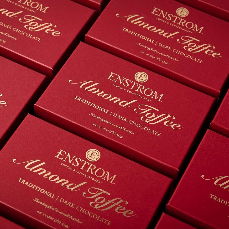 Enstrom Dark Chocolate Almond Toffee 1lb Box Handcrafted Gluten Free ...