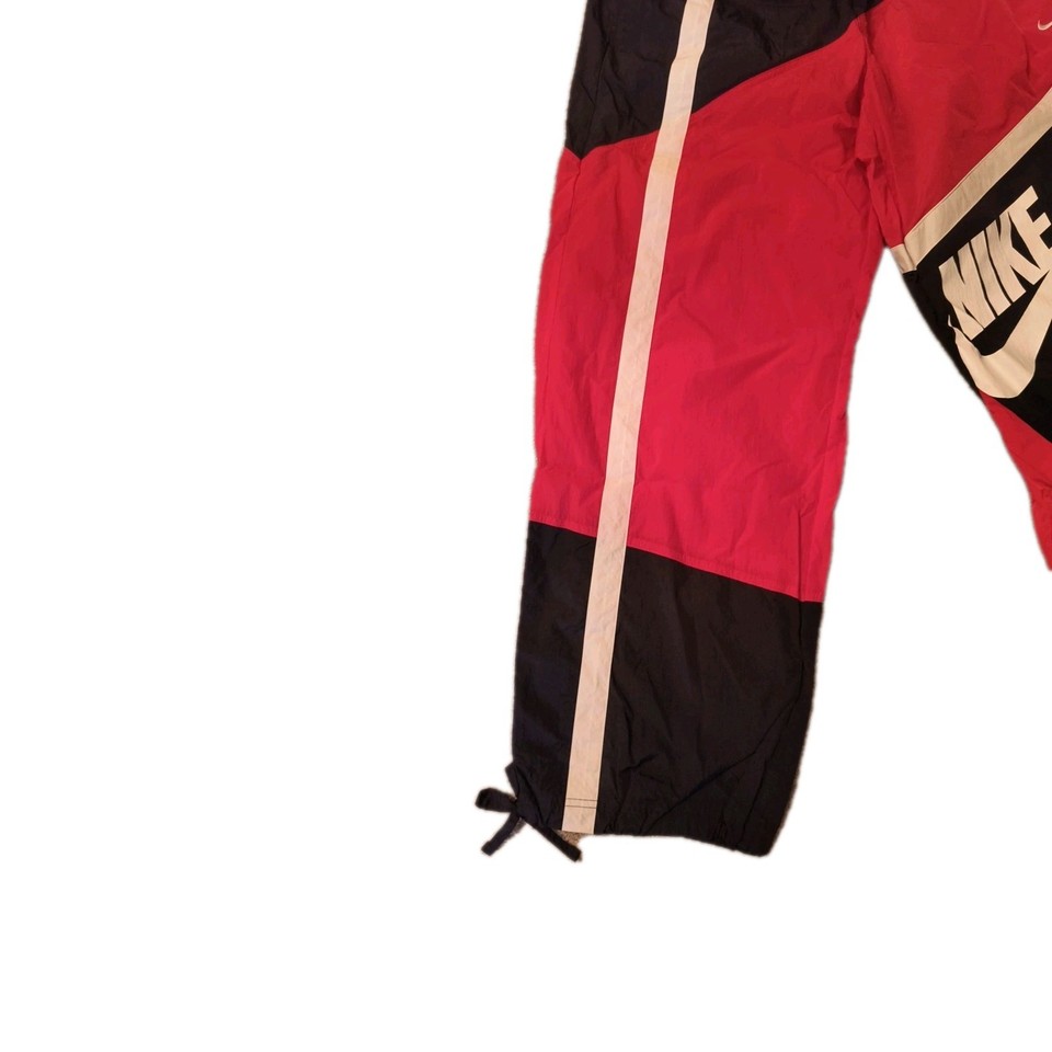 Nike Sportswear Mid-Rise Loose Woven Pants Black Red Women's Sz L ...