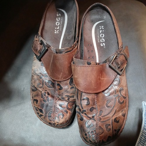 KLOGS Austin Leather Mules Clogs Floral Brown Size 9M | eBay