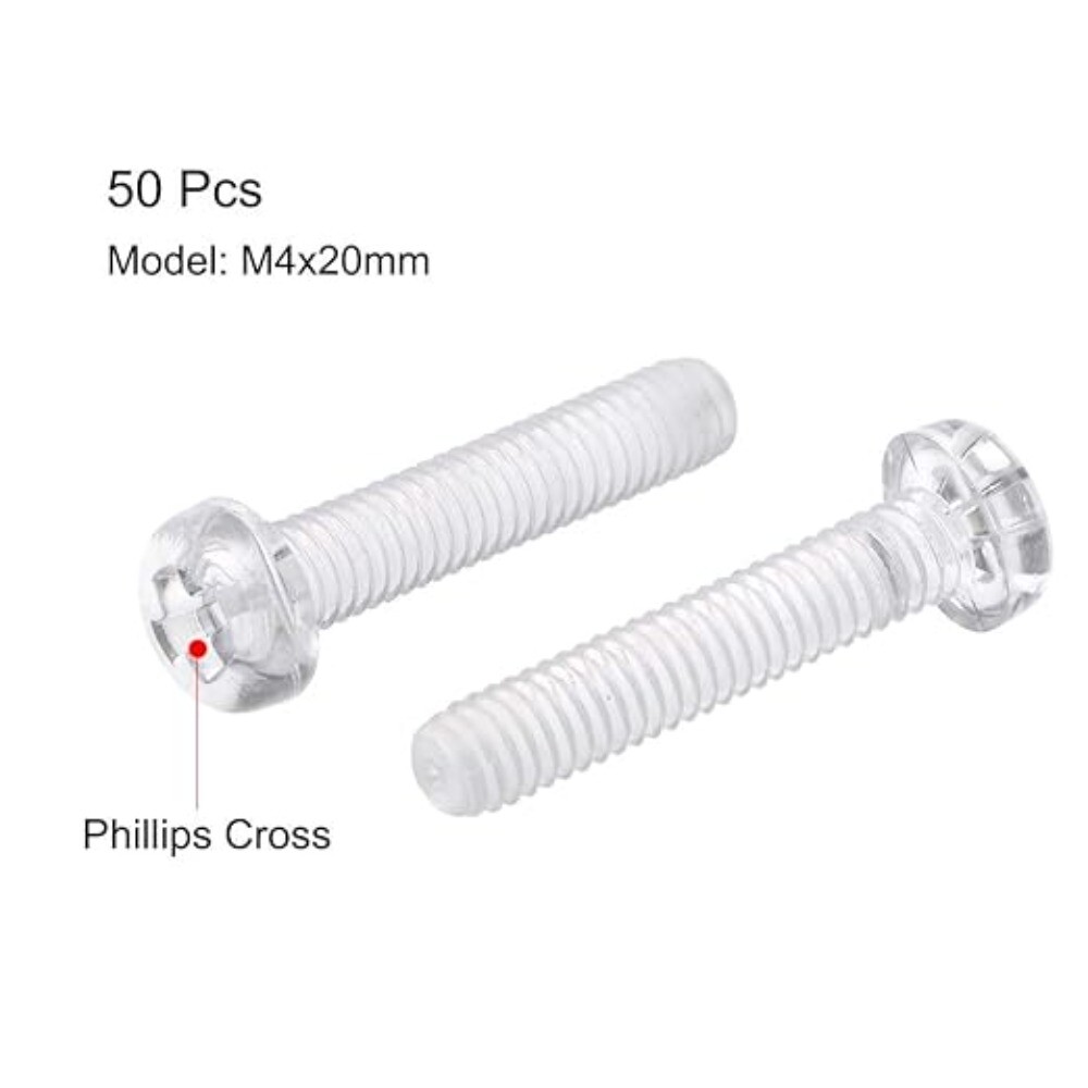 50pcs Transparent Phillips Drive Screws Acrylic Machine Screws Plastic ...