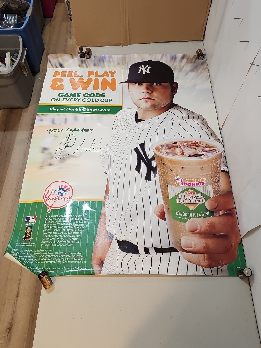 RARE Jaba Chamberlain NY Yankees Dunkin Donuts 48'× 36' Advertising ...