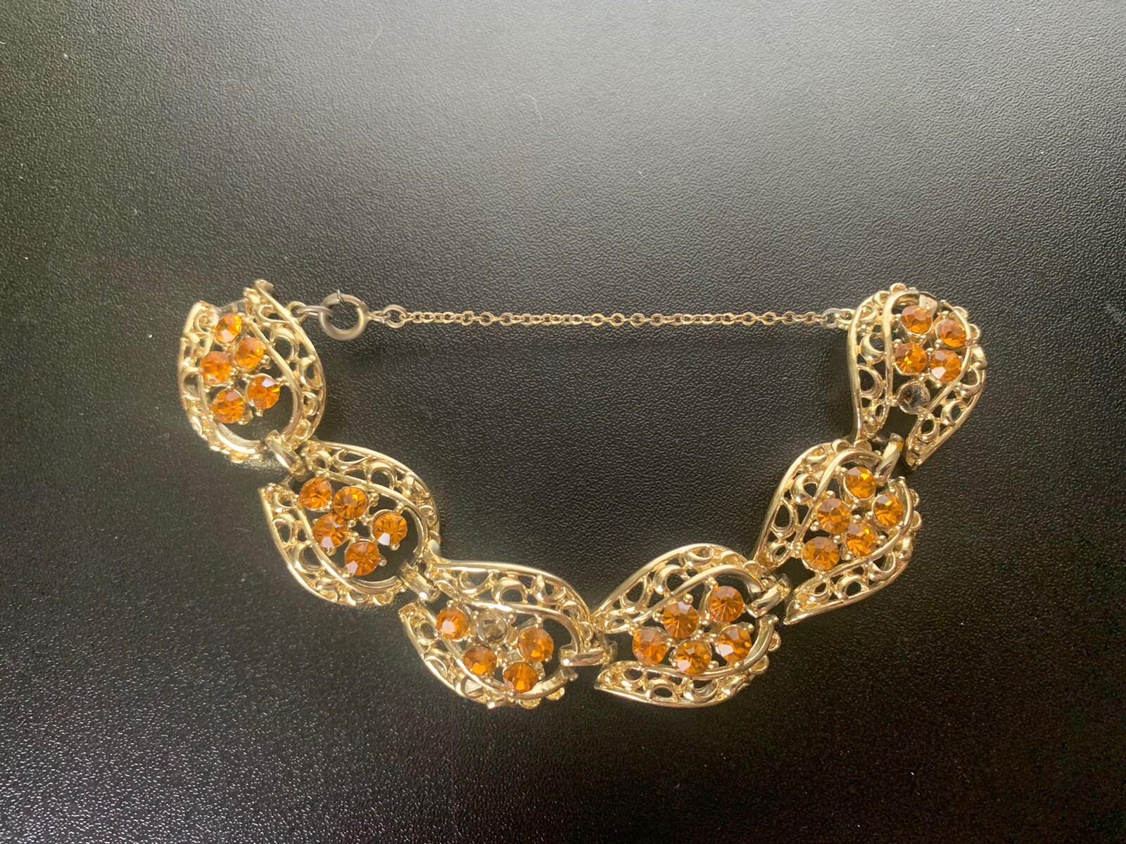 Vintage Coro Designer Costume Jewelry Bracelet Amber … - Gem