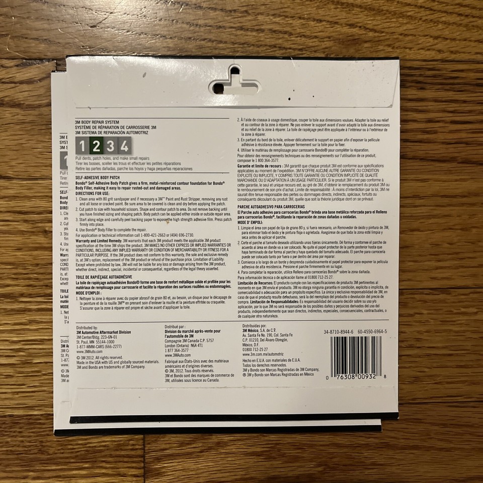 3M Bondo 932 Pack of 2 Self Adhesive Body Patch 5.9" x 5.8" | eBay