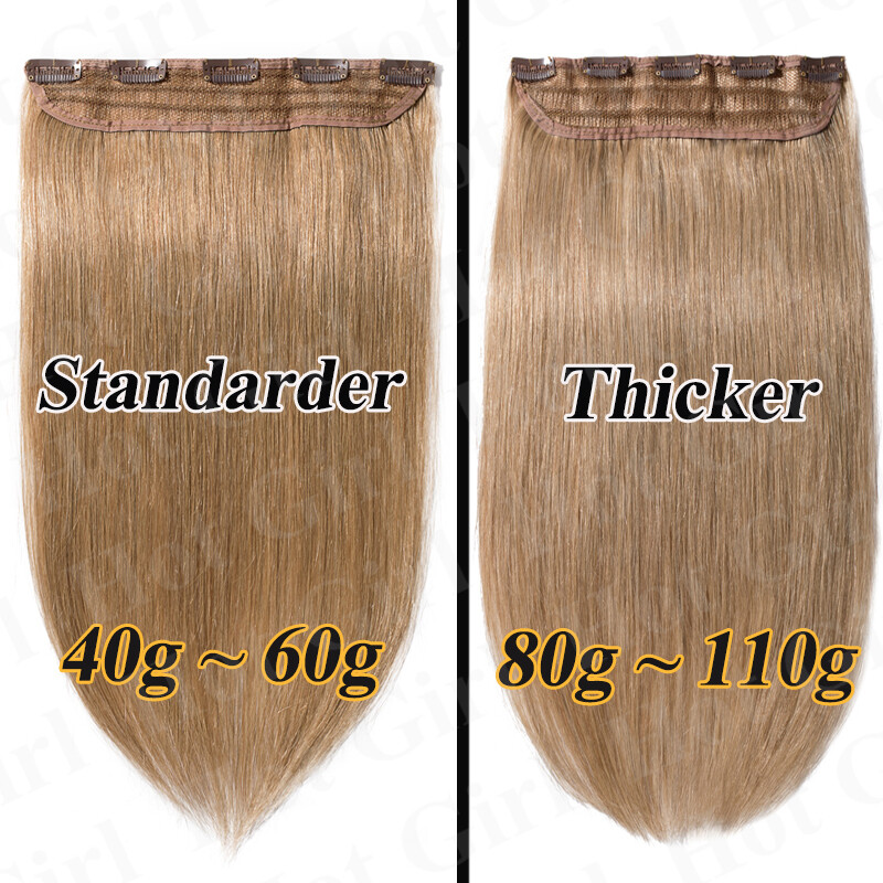 100g Real Remy Clip In Human Hair Extensions One Piece 3/4Full Head 20 ...
