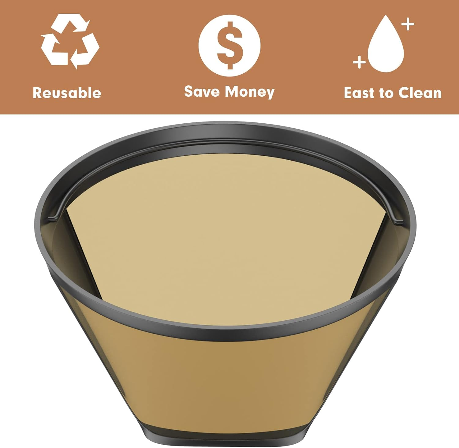 Gold Coffee filter - Permanent Reusable #4 Cone Shape metal Coffee ...