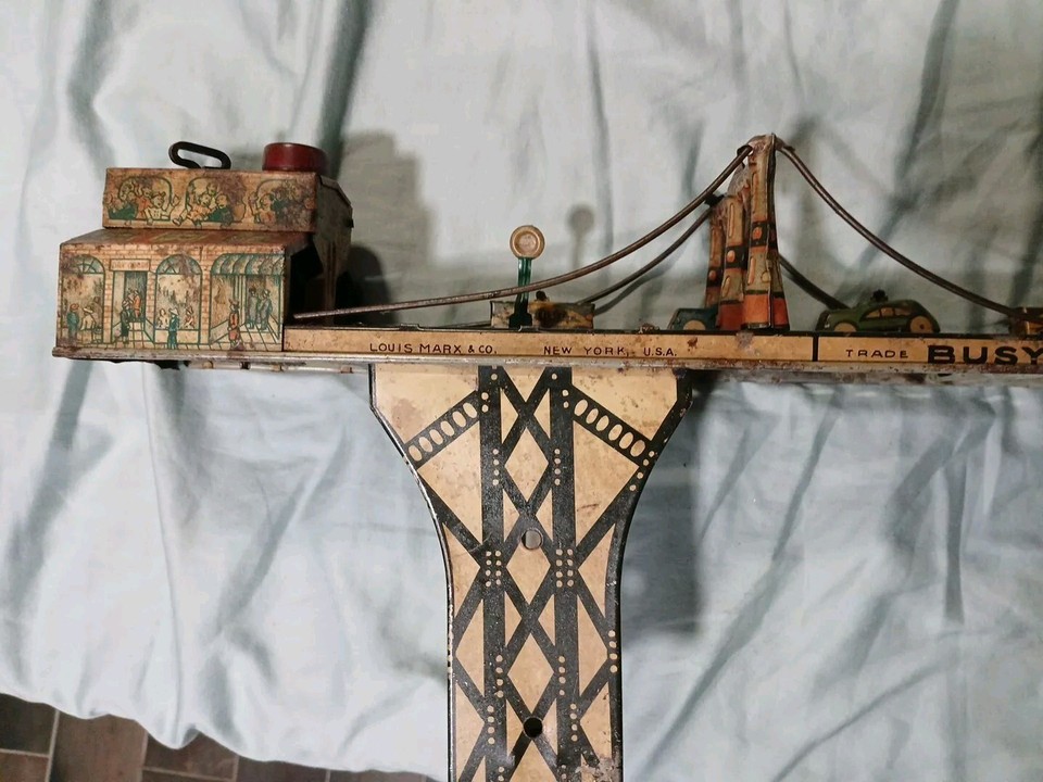 Antique Vintage 1930s Toy Tin Litho Wind Up Marx Busy Bridge | eBay