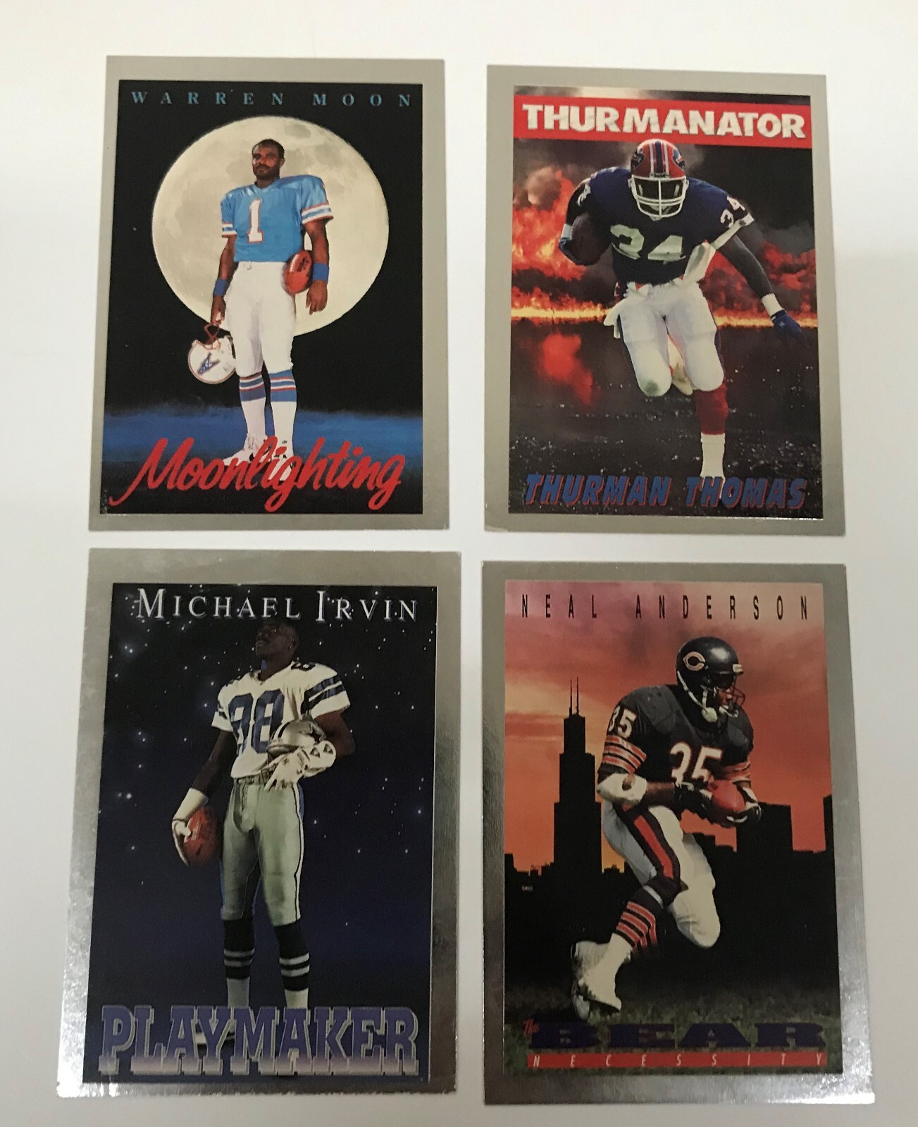 1990 SKYBOX PRIMETIME LOT MOON IRVIN ANDERSON THURMAN THOMAS 4 INSERTS ...