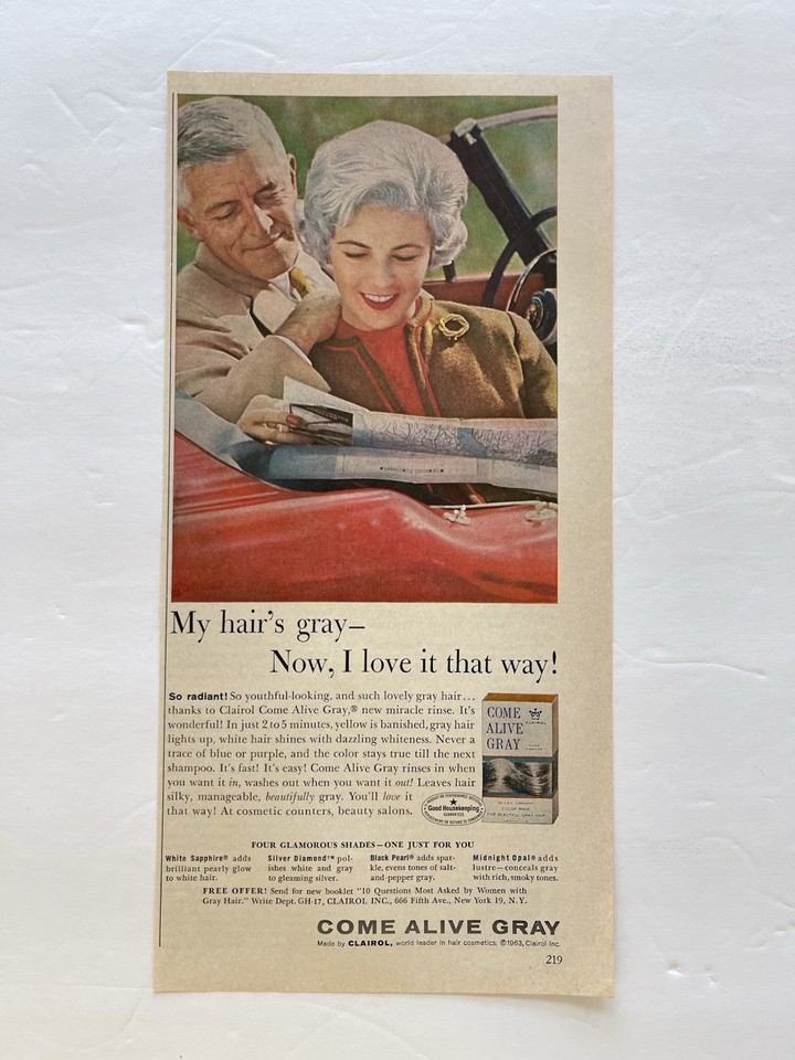 Vintage 1963 Print Ad Clairol Come Alive Gray Hair Color Advertisement ...