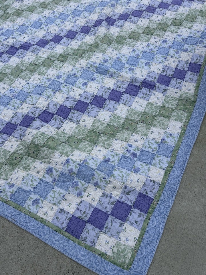 Antique/Vintage Postage Stamp Hand/Machine Made 97” X 81” Quilt 1A | eBay