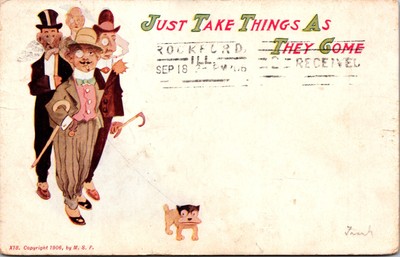 Postcard comic fancy men Just take things as they come 1906 MSP x18 | eBay