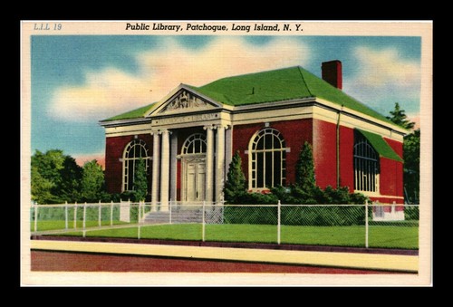 LINEN POSTCARD PUBLIC LIBRARY PATCHOGUE LONG ISLAND NEW YORK UNPOSTED ...