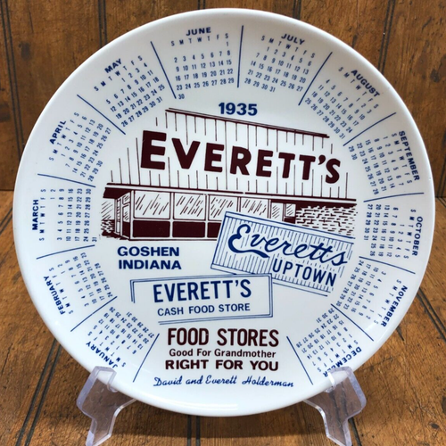 1935 Everett's Food Stores Advertising Plate 9 1/4" Goshen, IN | eBay