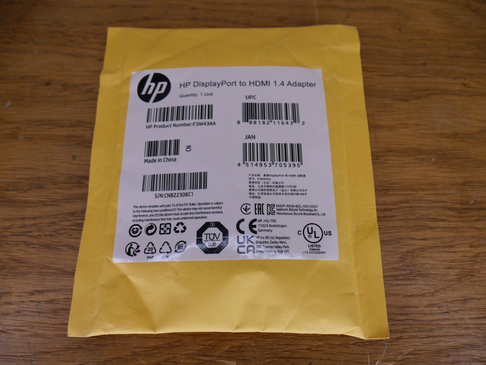 HP+DisplayPort+to+HDMI+1.4+Adapter+F3W43AA for sale online | eBay