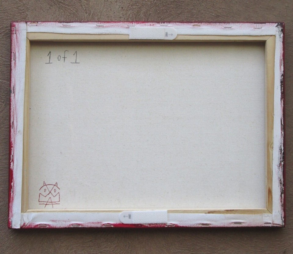 RARE SURREALISM ORIGINAL OUTSIDER ART PAINTING by APHYX. COYOTE, CACTUS ...