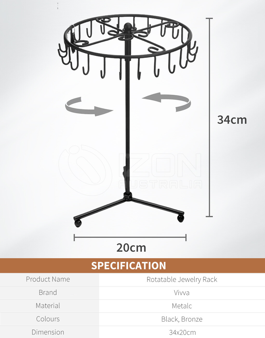 Jewelry Rotating Ring Display Holder Organizer Necklace Stand Rack 23 ...
