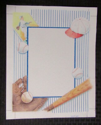 BASEBALL BORDER with Card Bat Glove & Ball 10.5x13" Greeting Card Art ...