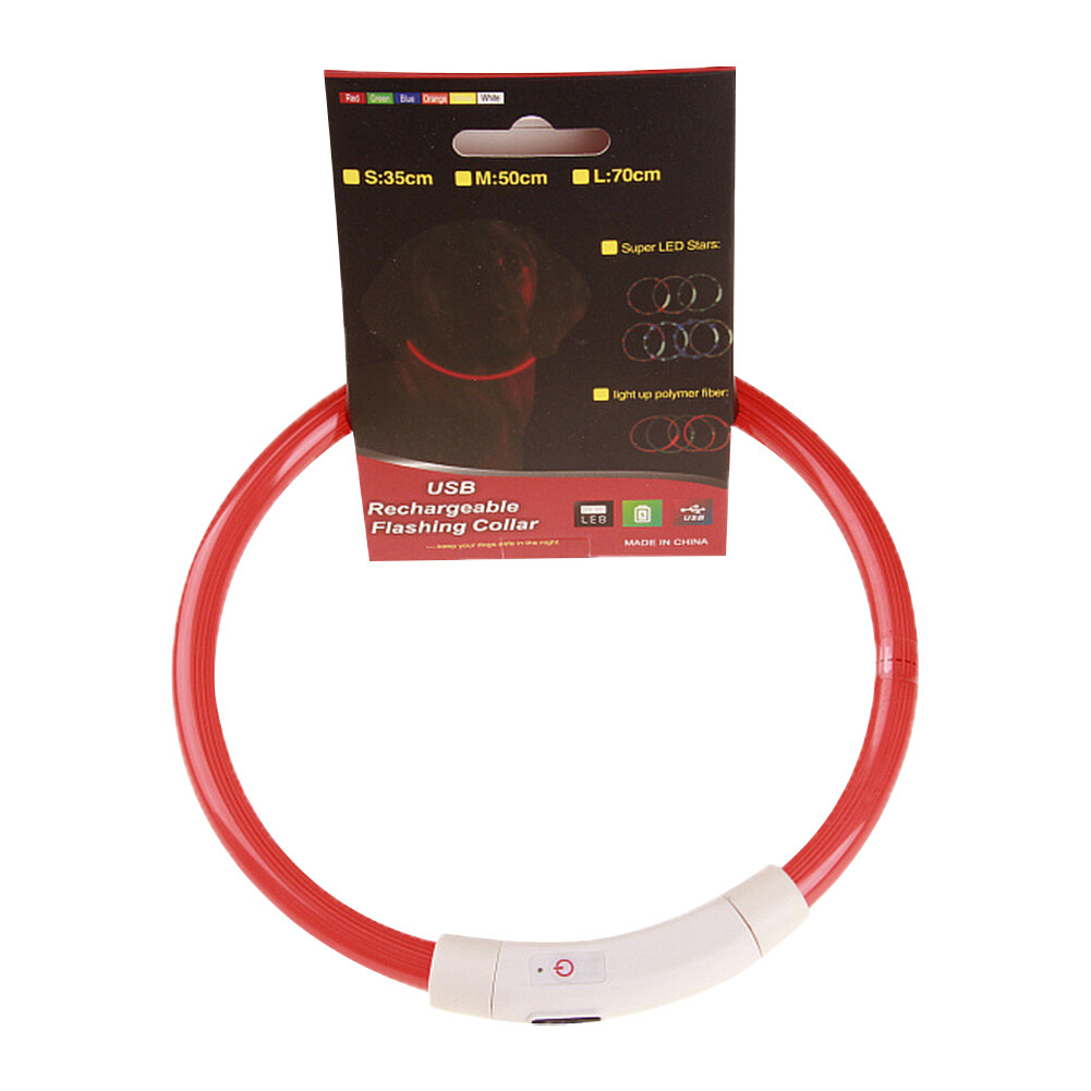 USB Rechargeable 3 Modes LED Dog Collar Bright & High Visibility (Red ...
