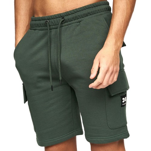 Mens Crosshatch Gym Fleece Jogger Shorts Cargo Pockets Elasticated ...